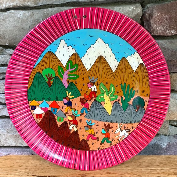 Hand Crafted | Accents | Vtg Tigua Ecuador Plate Hand Painted Folk Art ...